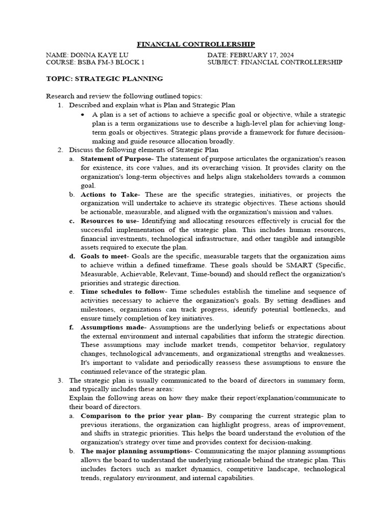 ACTIVITY 3 Strategic-Planning | PDF | Goal | Strategic Management ACTIVITY 3 Strategic-Planning | PDF | Goal | Strategic Management