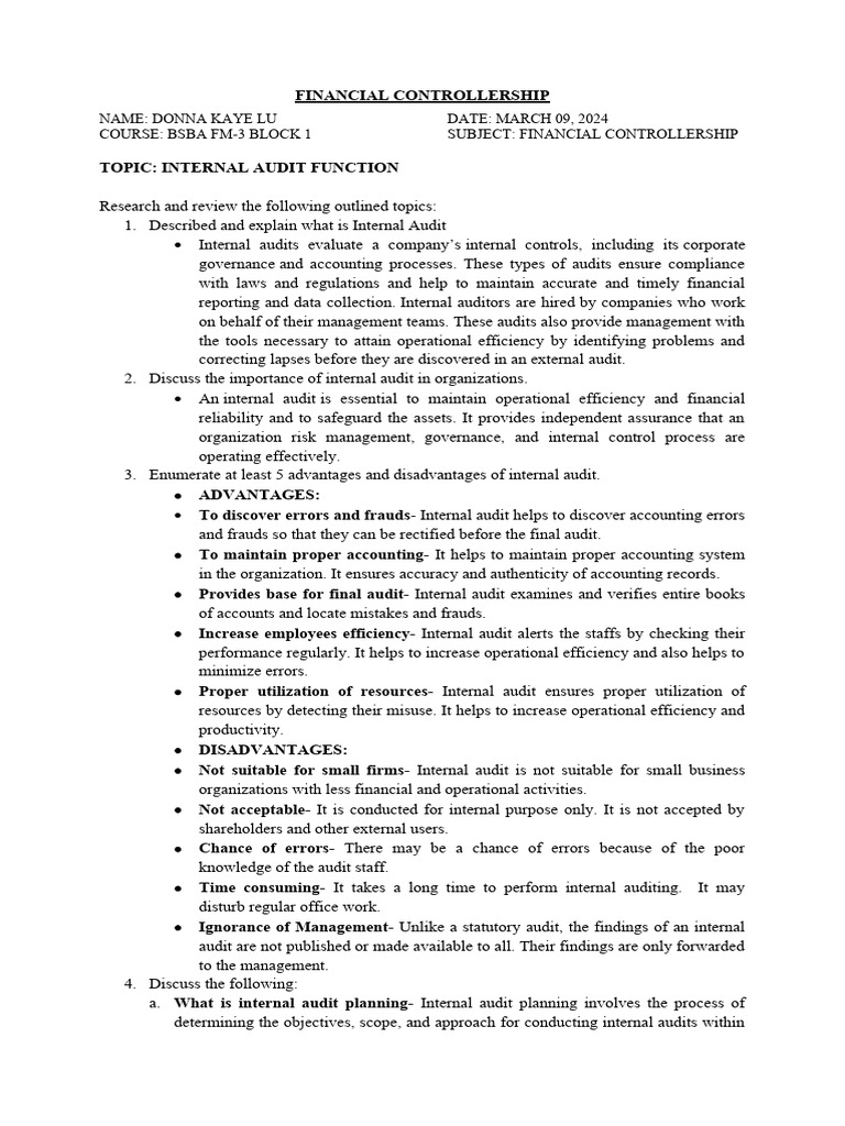 Activity 4 Internal Audit Function Pdf Internal Audit Audit 1447