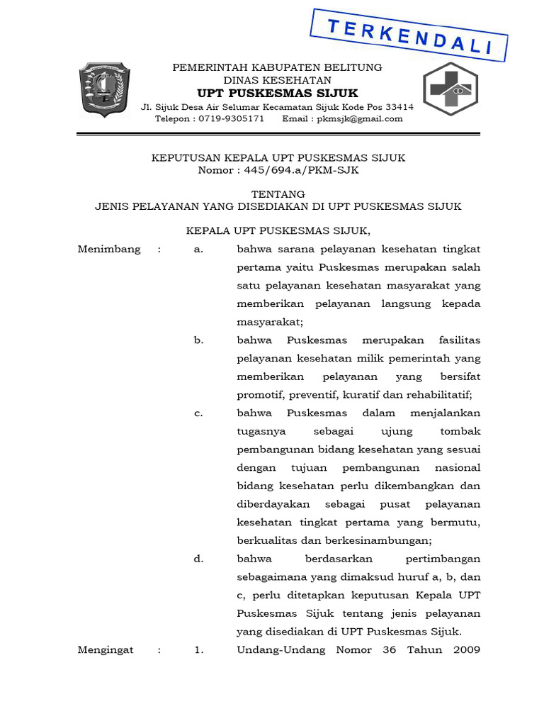 SK Jenis - Jenis Pelayanan | PDF | Pengembangan Diri | Sains & Matematika