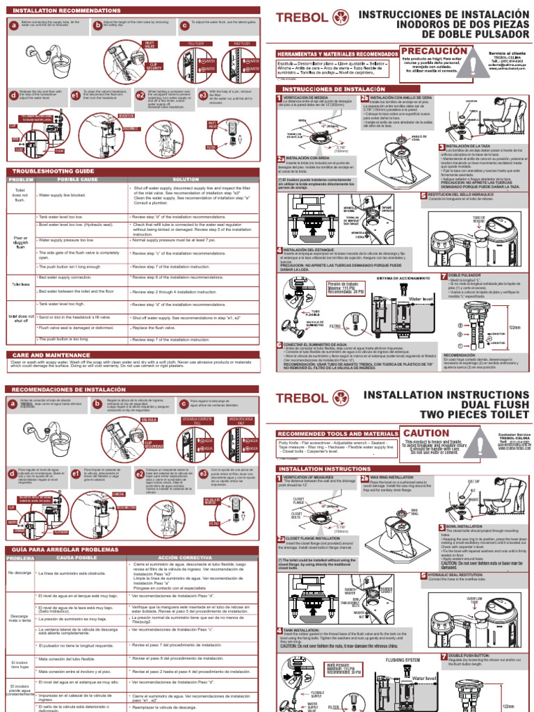 Manual instalación inodoro marca trébol | Descargar gratis PDF ...