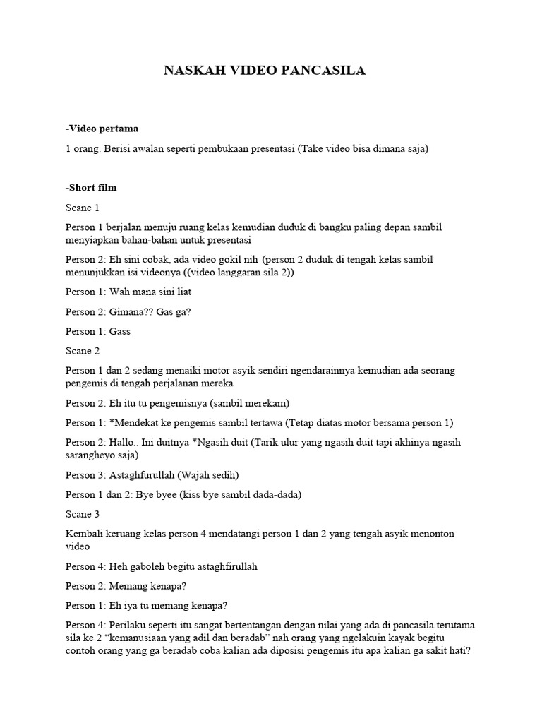 Naskah Video Pancasila | PDF | Kajian Bahasa Asing | Seni