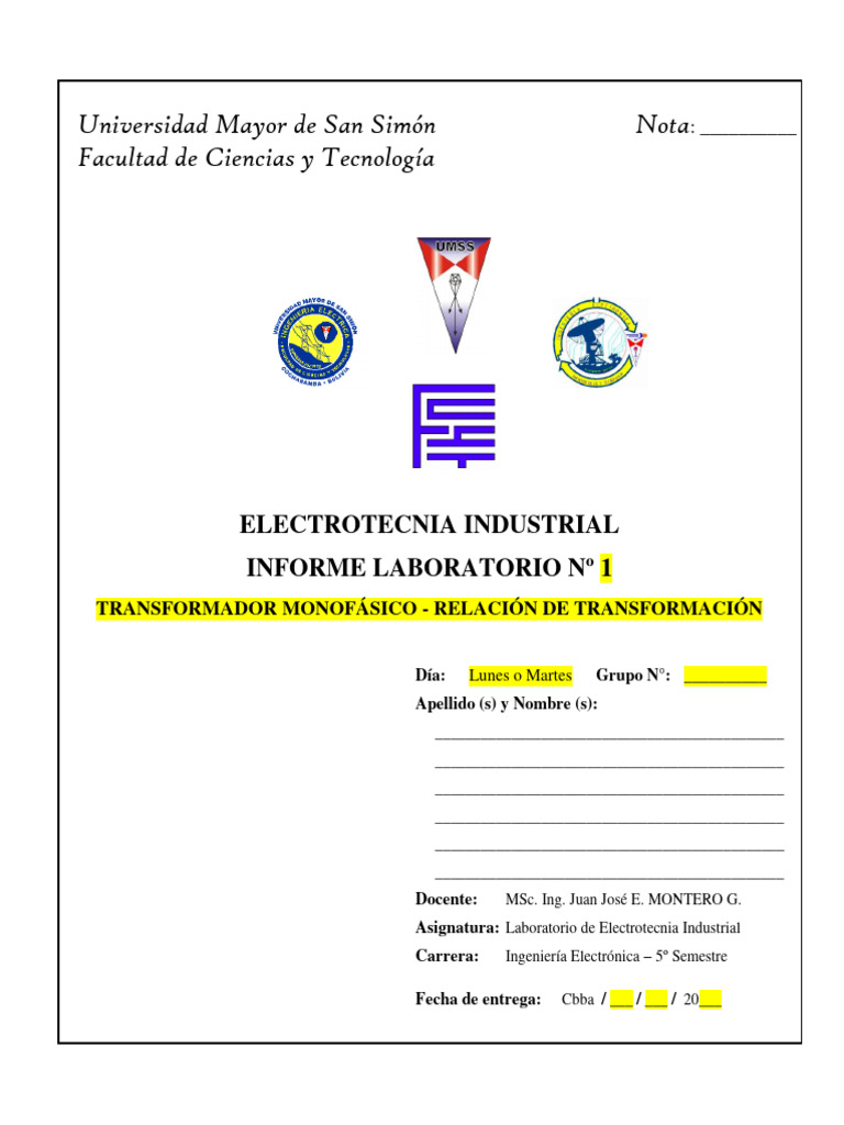 A_4_MODELO DE INFORME LAB ELECTROTECNIA INDUSTRIAL_II_2020_VIRTUAL | PDF | Ingenieria Eléctrica ...