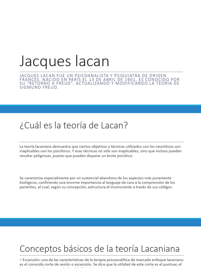 Teoría Lacaniana en Psicoanálisis | PDF | Jacques Lacan | Neurosis