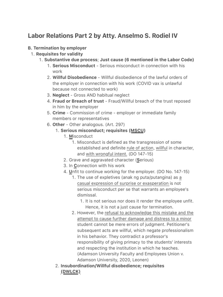 Labor Relations Part 2 by Atty. Anselmo S. Rodiel IV | PDF | Employment ...