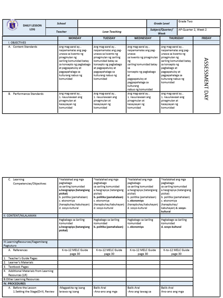 DLL AP-2 Week2 Q2 | PDF