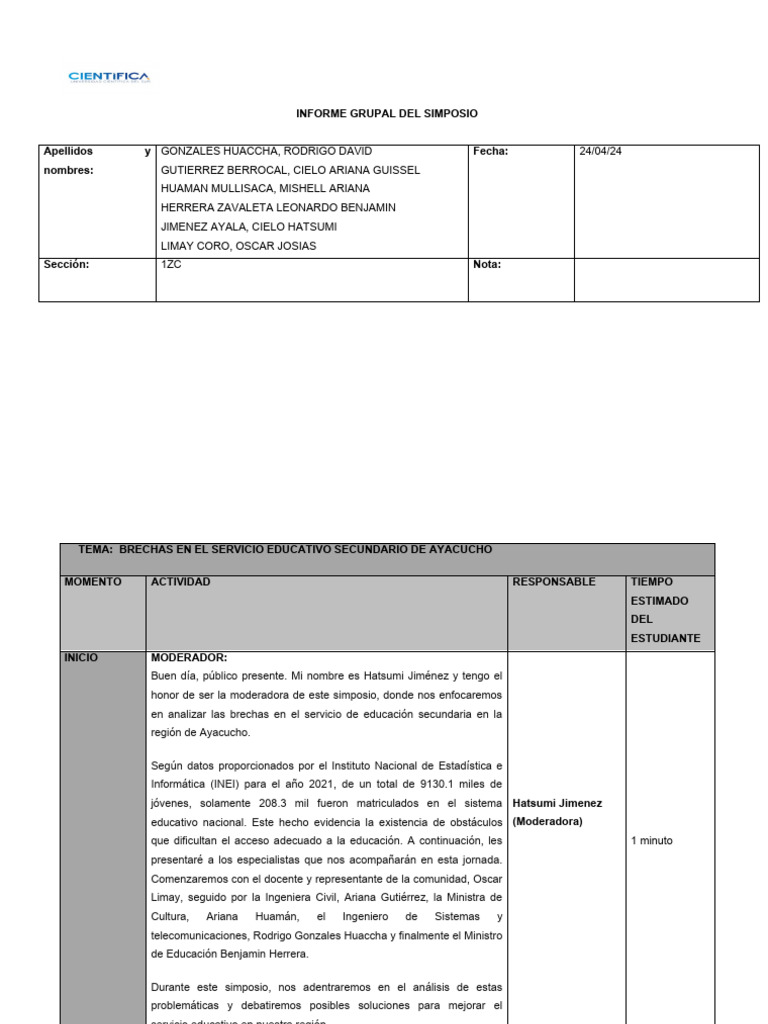 Simposio Informe Final 2024-1 | PDF | Perú