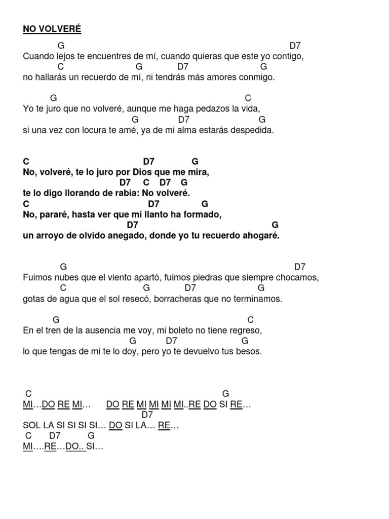 No Volveré: Letras de Desamor y Nostalgia | PDF