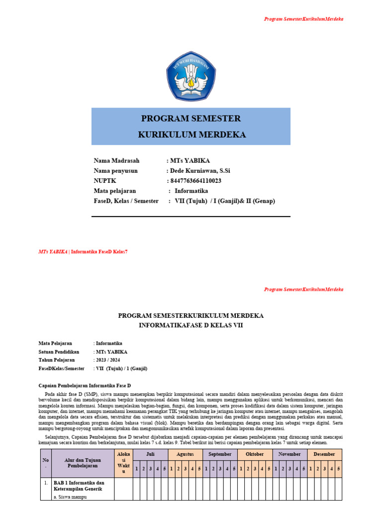 PROMES Kurikulum Merdeka | PDF