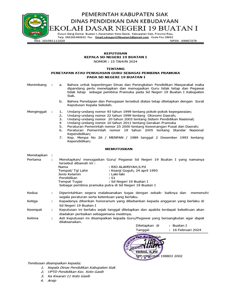 SK Pembina Pramuka | PDF