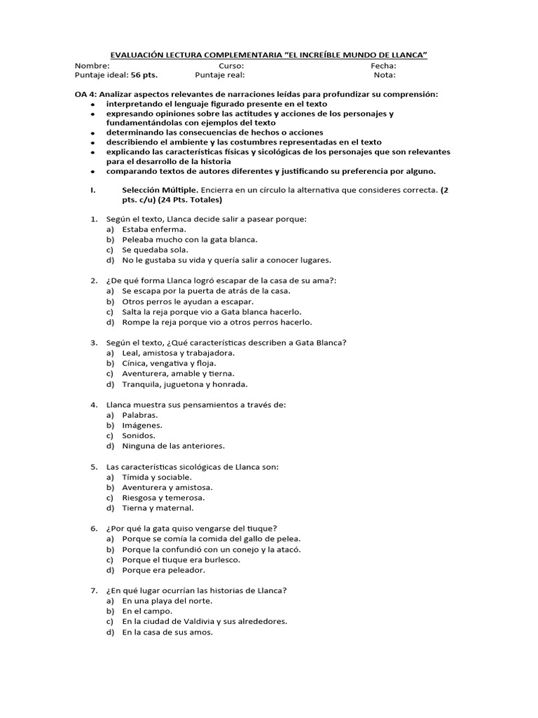 Evaluacion de Lectura Complementaria 2 | PDF