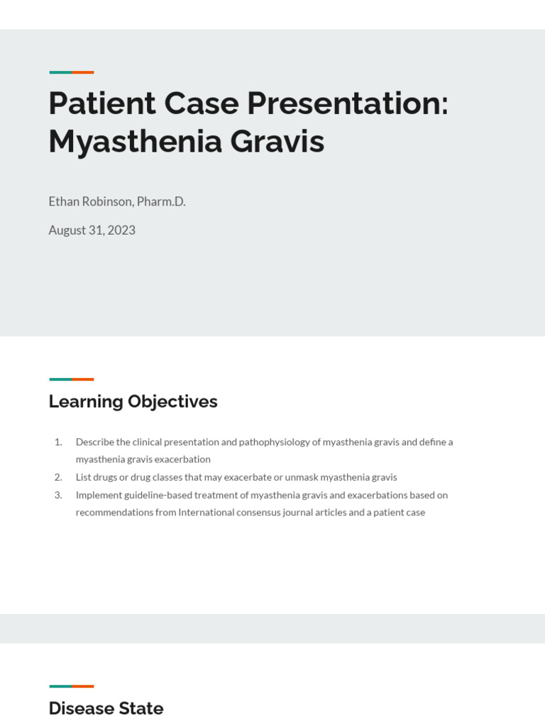 Patient Case Presentation Myasthenia Gravis | PDF | Neuromuscular ...