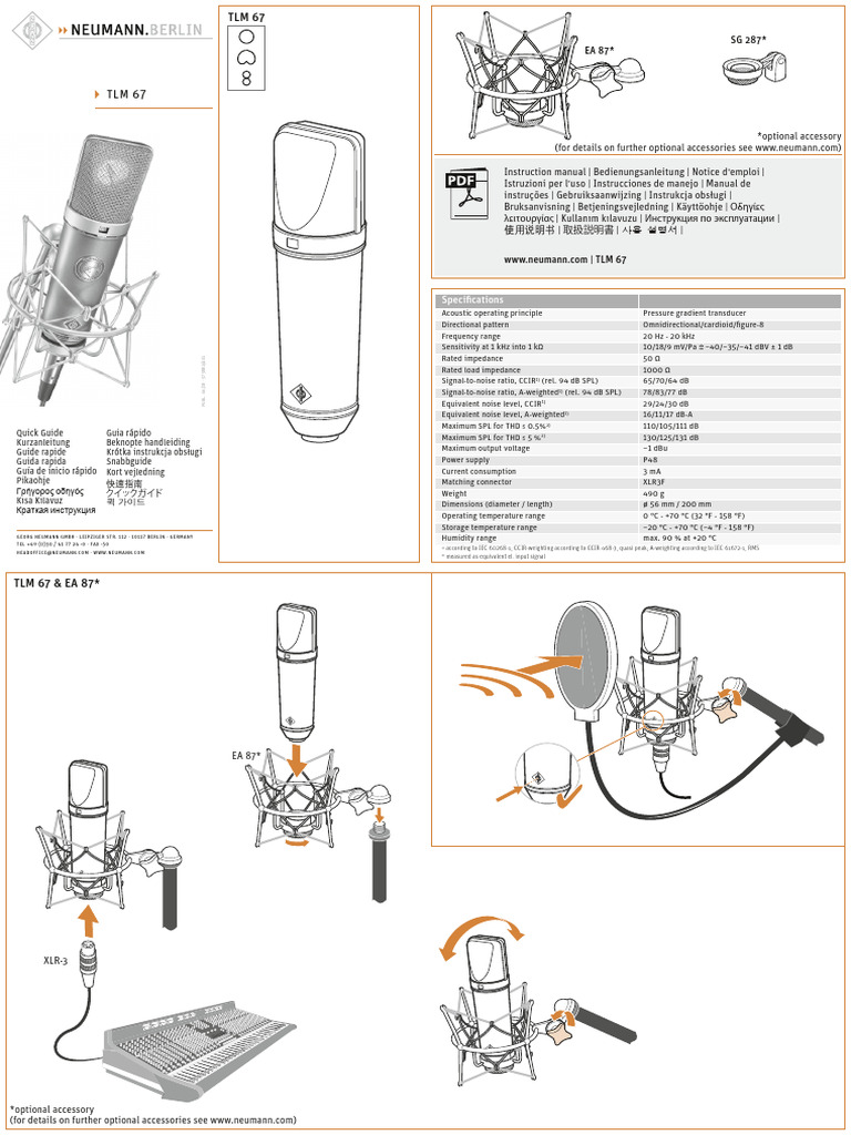 TLM 67 Quick Guide 06 2018 | PDF | Decibel | Microphone