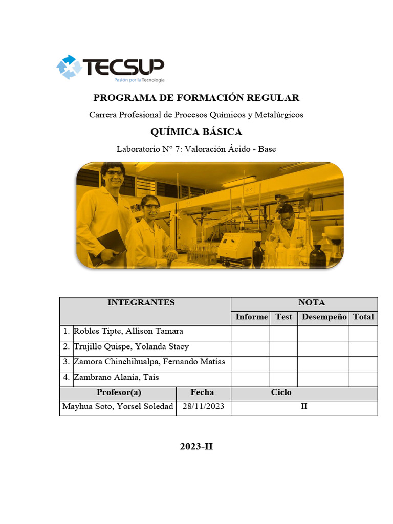 LAB 7 BASICA Tecsup | PDF | Valoración | Química