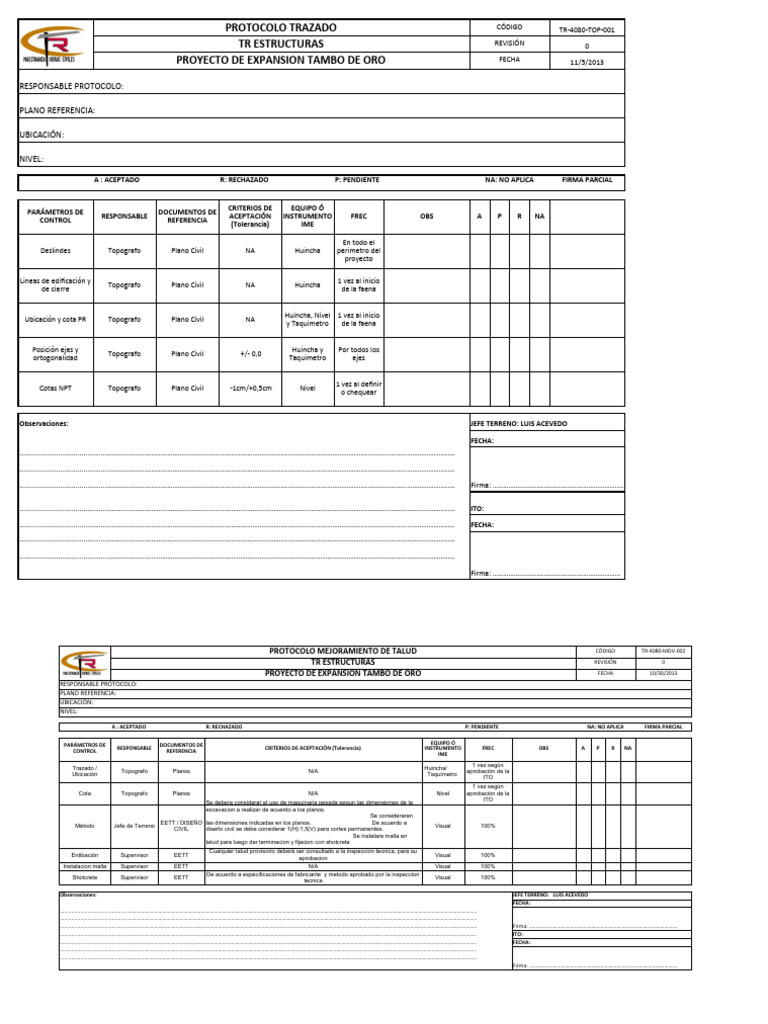 Protocolos Proyecto Tdo Pdf Topografía