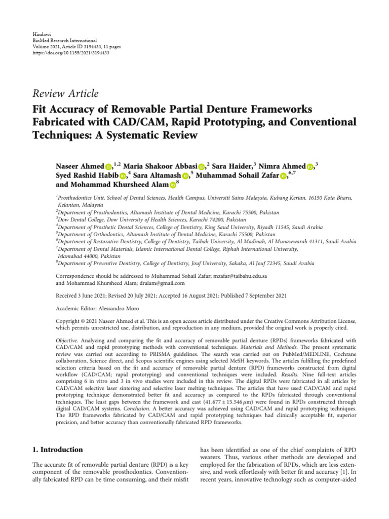 Ahmed (2021) | PDF | Systematic Review | Dentistry Branches