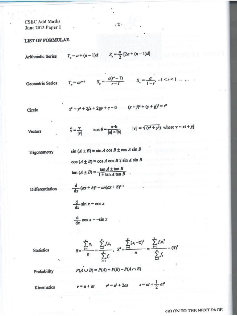 Csec Add Maths Paper 1 2013 May June Pdf