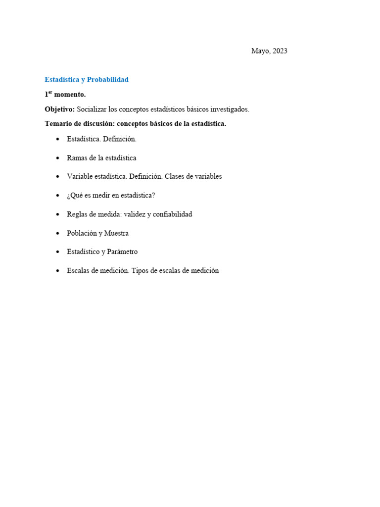 Tema 1 - 1P Estad y Prob | PDF | Estadísticas | Nivel de medida