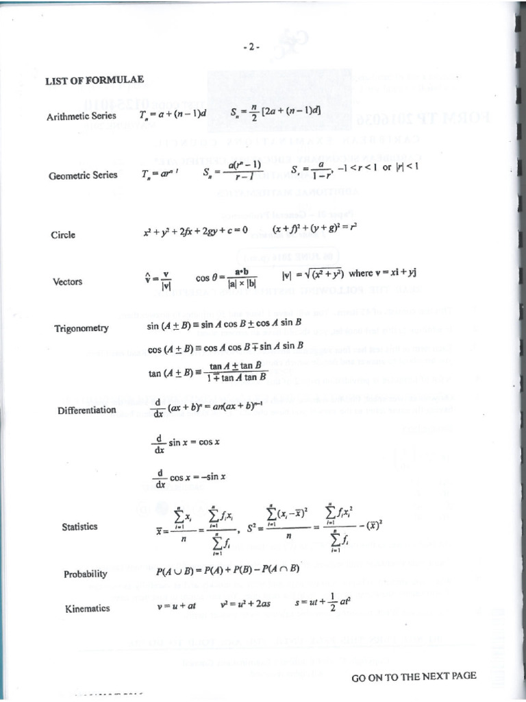CSEC Add Maths Paper 1 2016 May-June | PDF