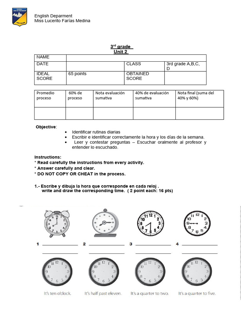 3rd GRADE unit 2 | PDF
