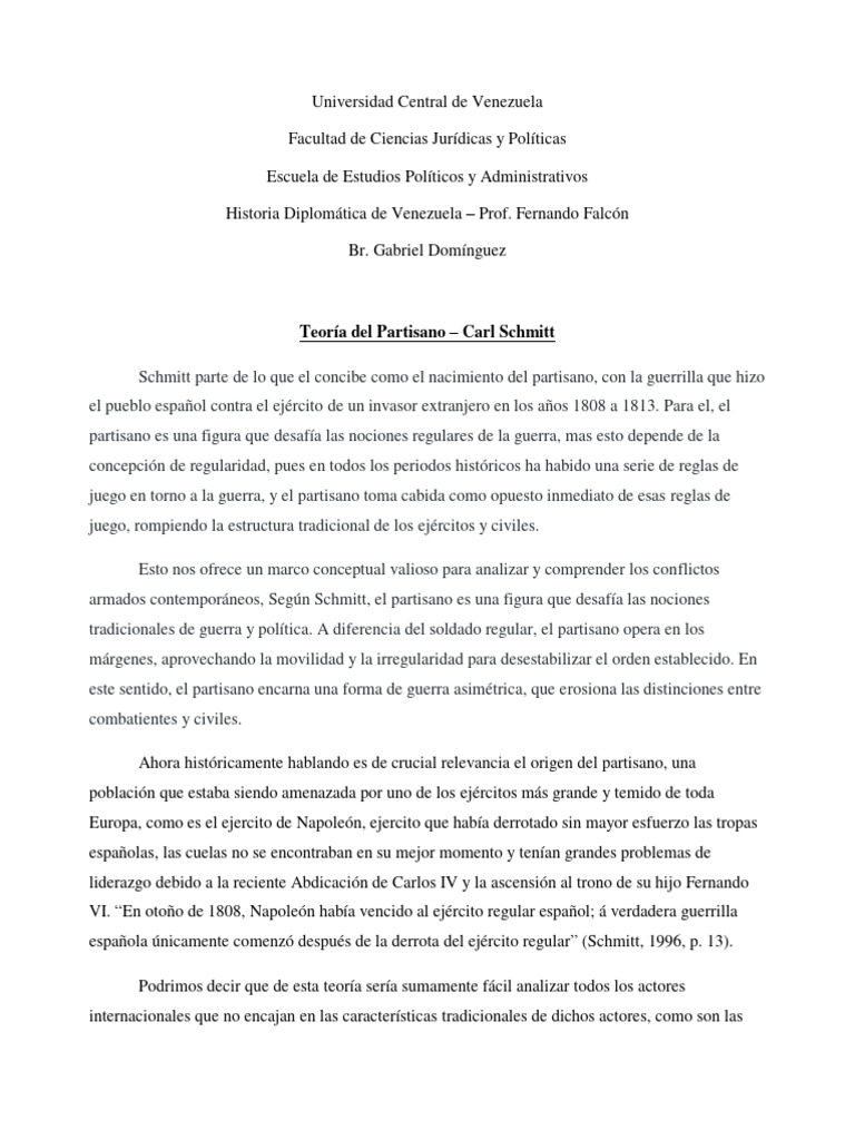 Teoría del Partisano y Contexto Histórico | PDF | Guerra de guerrillas ...