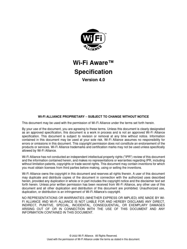 Wi-Fi Aware Specification v4.0 | Download Free PDF | Copyright | Intellectual Property
