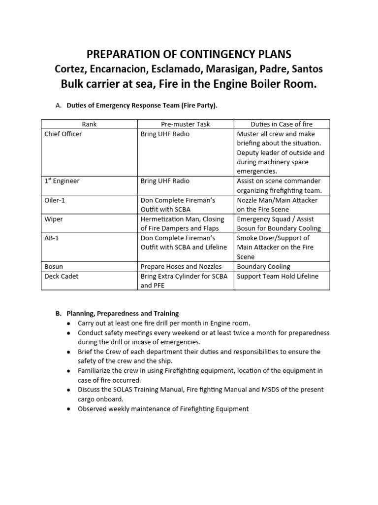 Preparation of Contingency Plans Group 4 | PDF | Firefighting | Firefighter