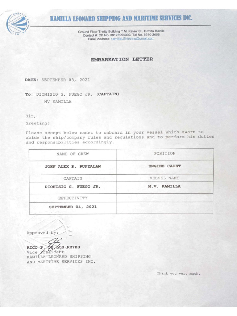 Embarkation-and-Disembarkation-Letter | PDF