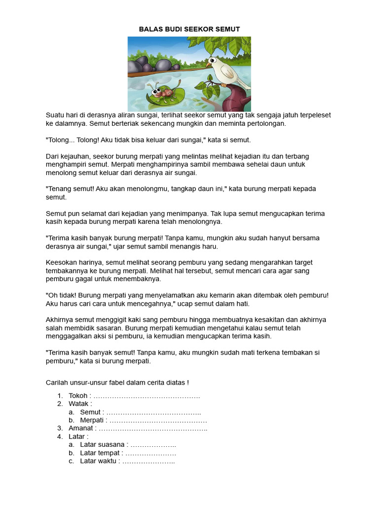 Balas Budi Semut dan Merpati | PDF | Puisi