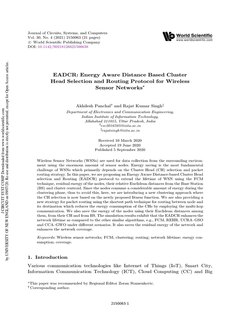 (s35) - EADCR - Energy Aware Distance Based Cluster Head Selection and Routing Protocol For ...