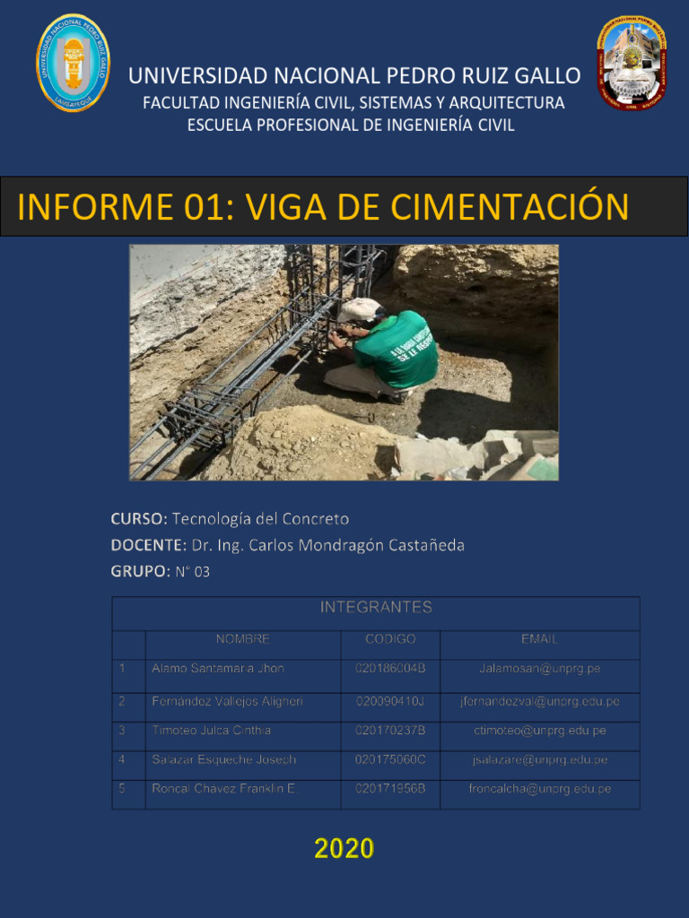 Informe: Viga de Cimentación | PDF | Hormigón | Grava