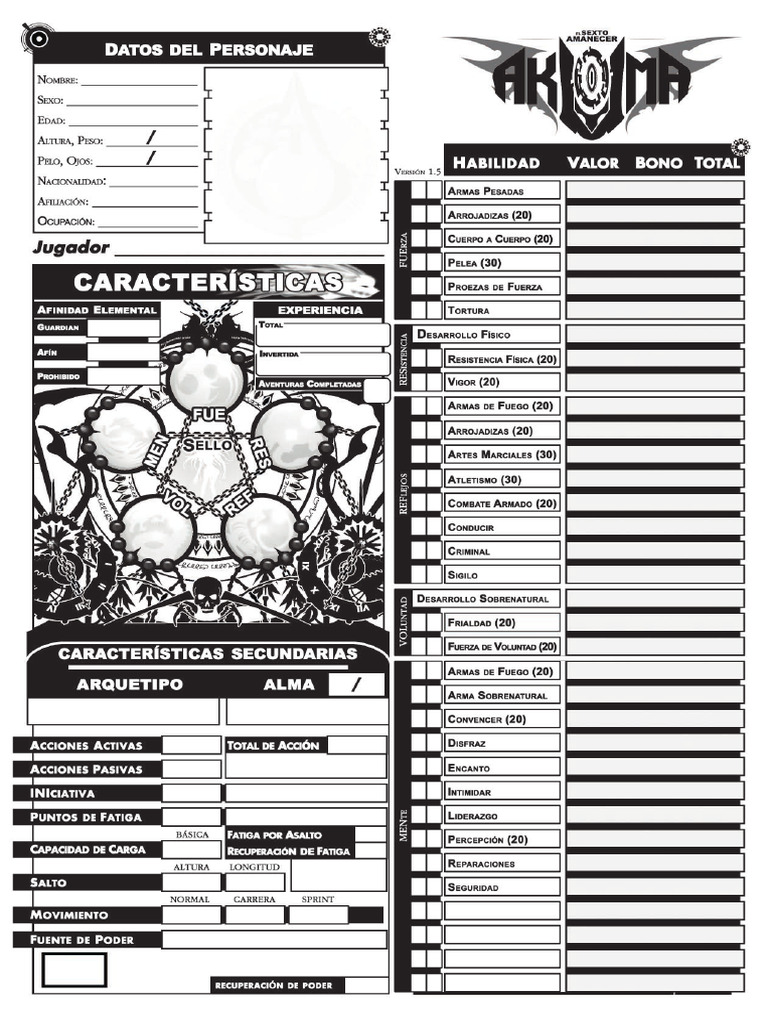 Akuma - Hoja de Personaje | PDF