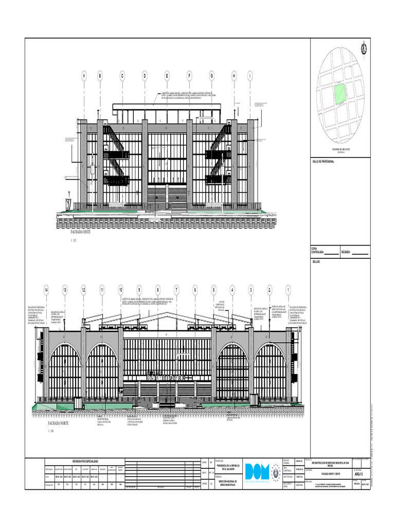 Arq-13 Fachadas Norte y Oeste | PDF | Diseño arquitectonico | Arquitectura