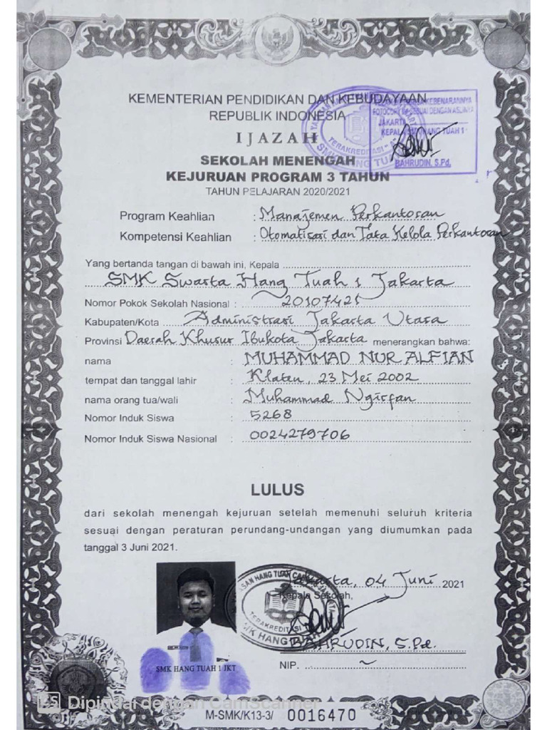 Fotocopy Ijazah Sma Legalisir | PDF