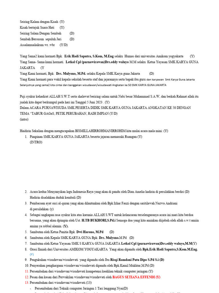 MC Script | PDF | Kajian Bahasa Asing | Seni