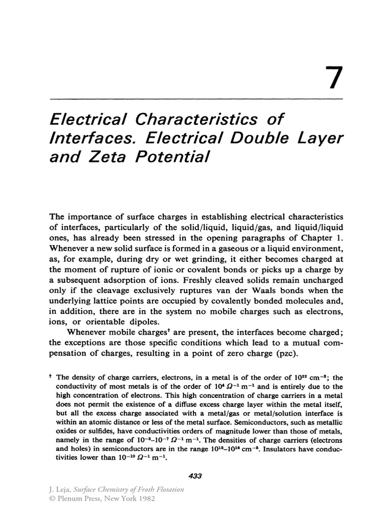 Electrical Characteristics of Interfaces. Electrical Double Layer and ...