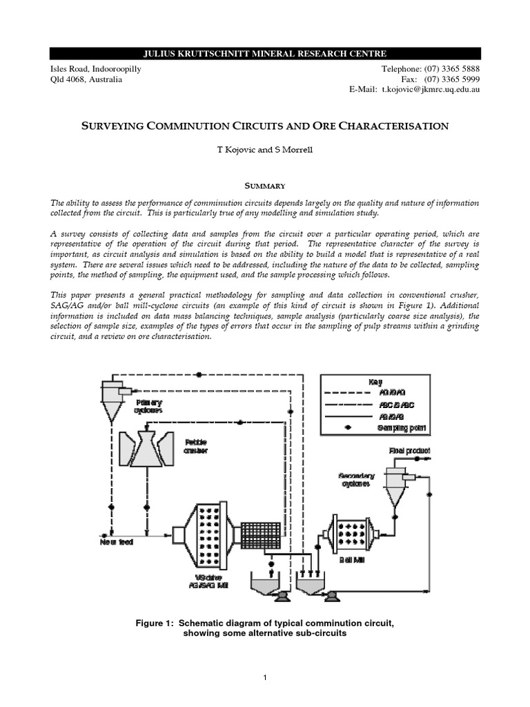 Surveying Comminution Circuits and Ore Characterisation | PDF | Mill (Grinding) | Sampling ...