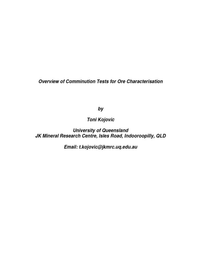 Ore Characterisation Methods | PDF | Mill (Grinding)