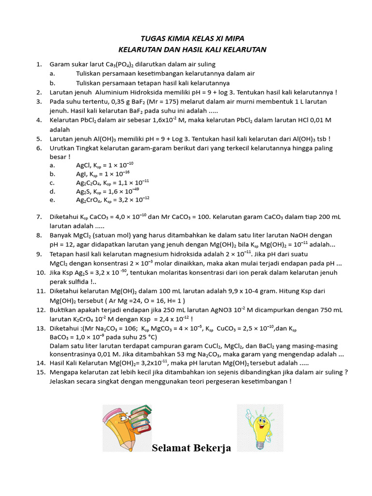 Kelarutan dan Ksp Garam dalam Kimia | PDF
