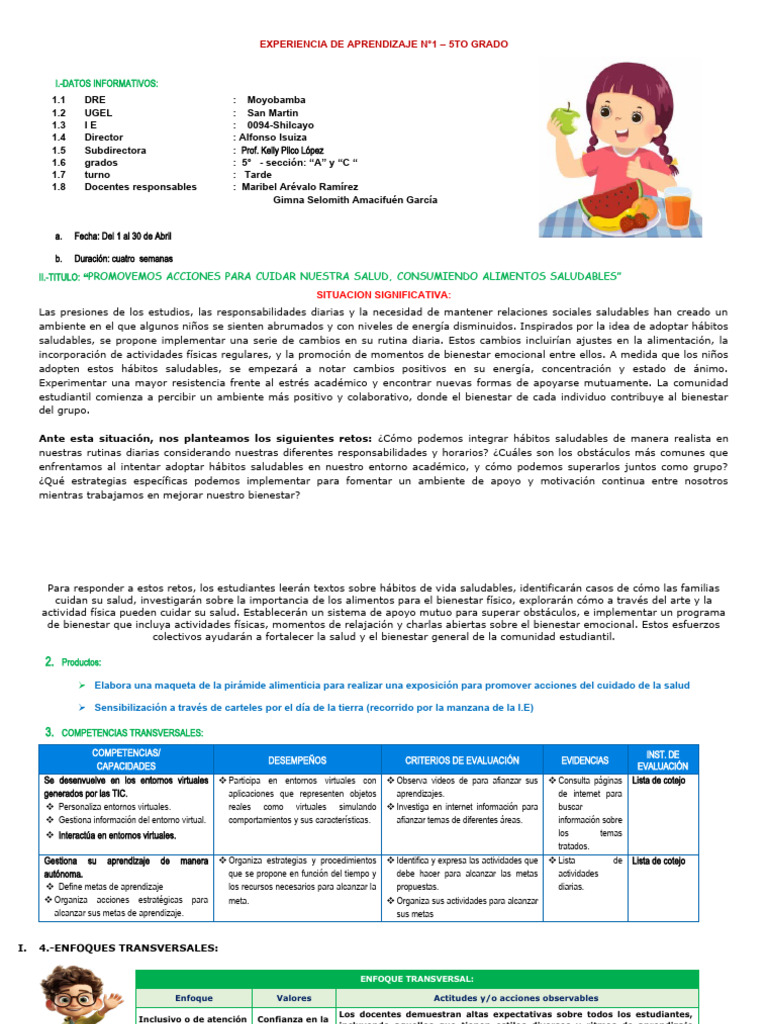 EXPERIENCIA DE APRENDIZAJE N 1 abril | Descargar gratis PDF | Números | Aprendizaje