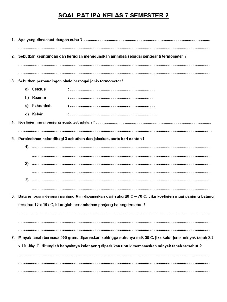 Soal Pat Ipa Kelas 7 Semester 2 | PDF