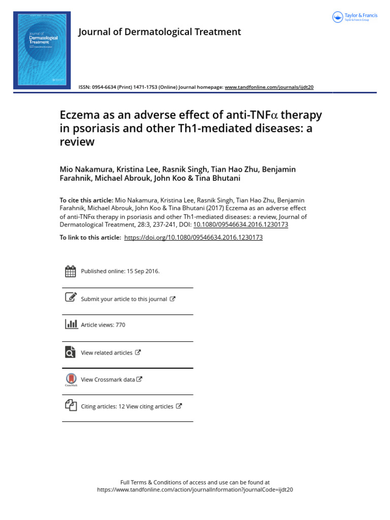 Eczema from Anti-TNFα Therapy in Psoriasis | PDF | Dermatitis | Psoriasis