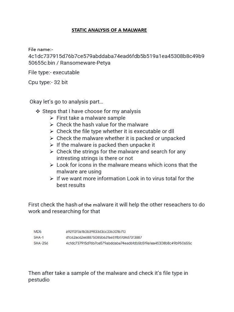 Static Analysis of A Malware | PDF | Malware | Computer Virus
