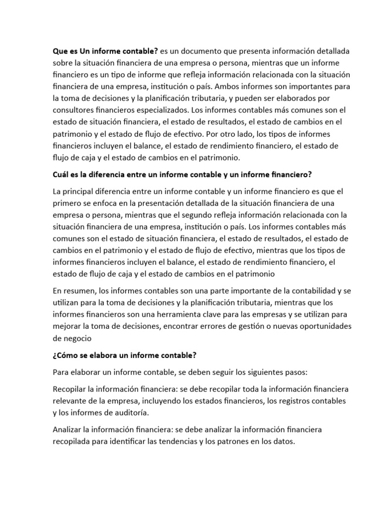 Informes Contables | PDF | Contabilidad | Estado financiero