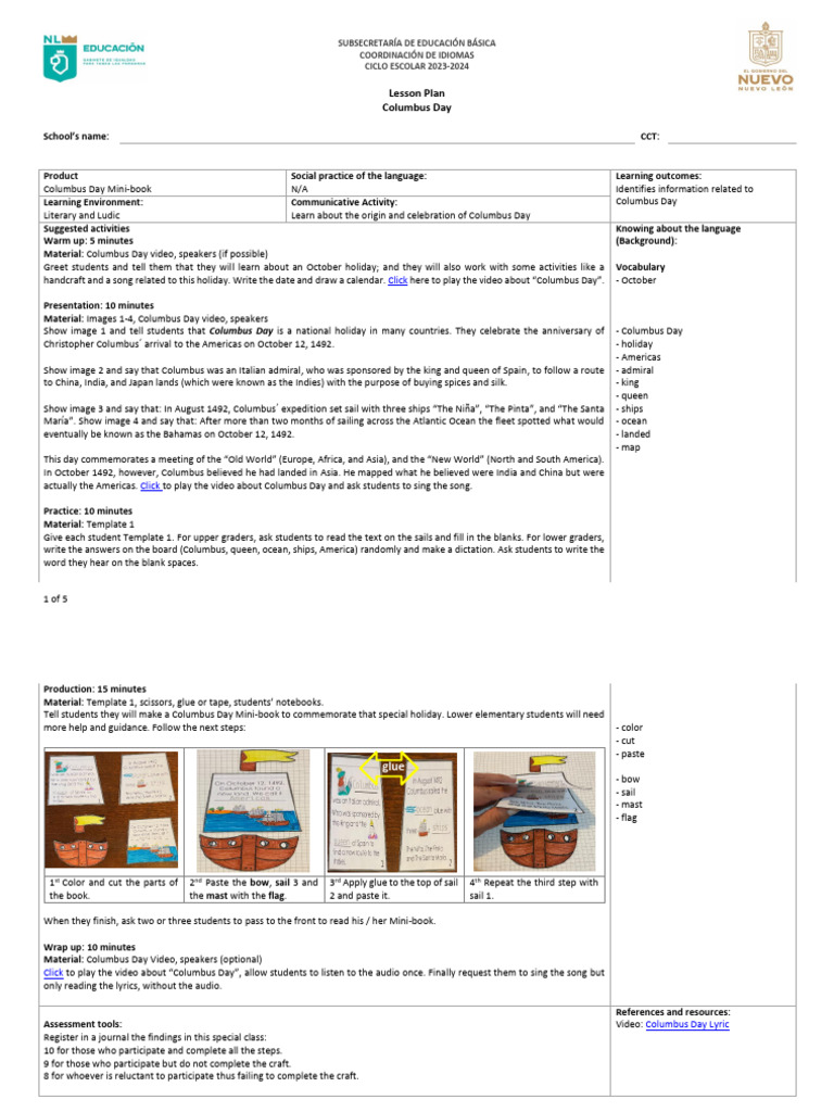 Columbus Day Lesson Plan October 2023 | Download Free PDF | Christopher ...