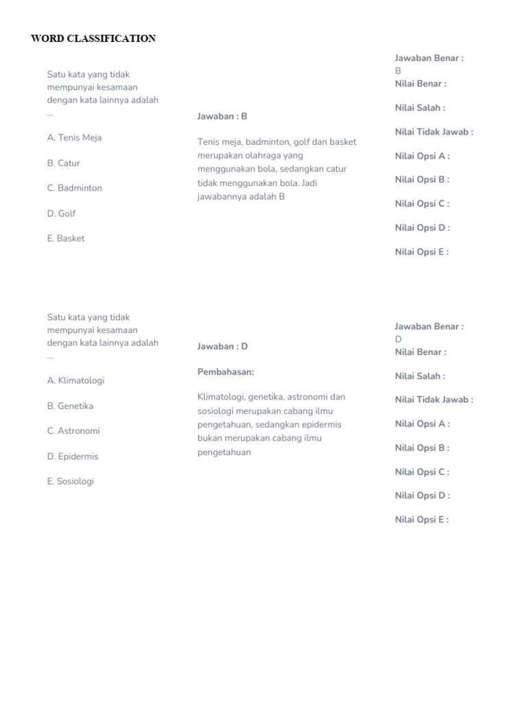 Word Classification | PDF