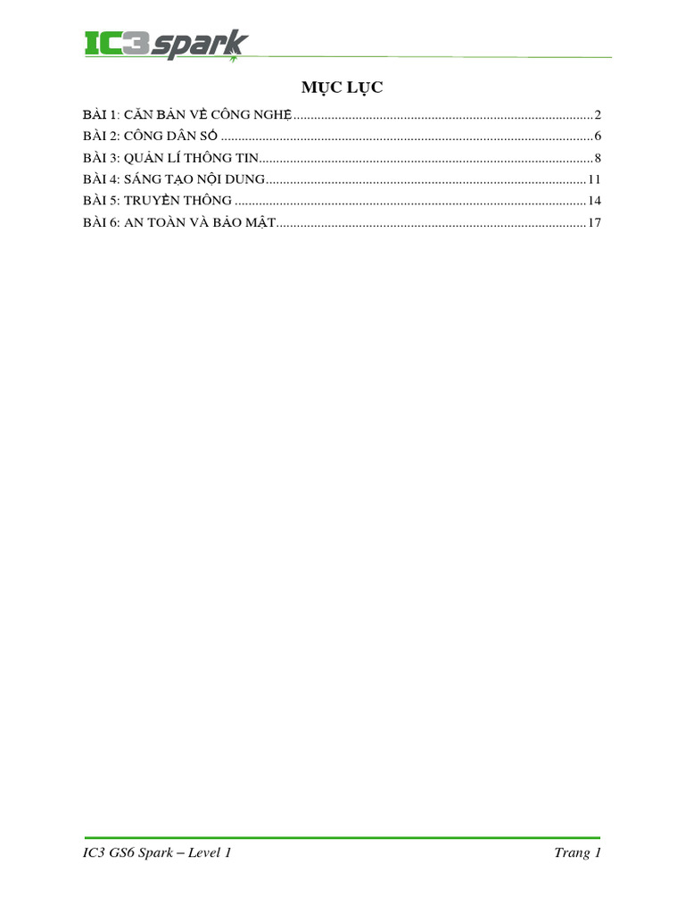 CauHoiOntap IC3GS6Spark Level1 | PDF