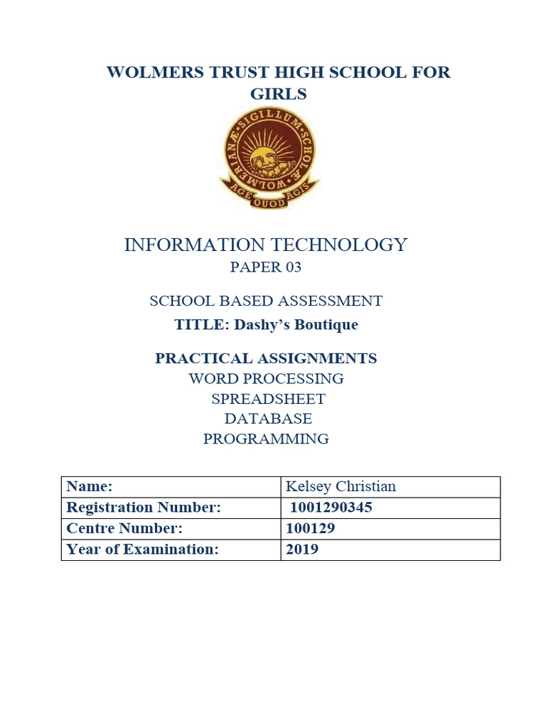 KelseyChristian IT SBA | PDF | Databases | Spreadsheet