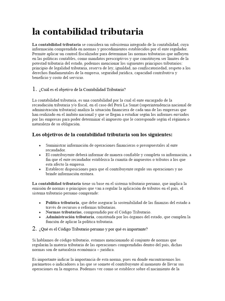 contabilidad tributaria | PDF | Impuestos | Contabilidad