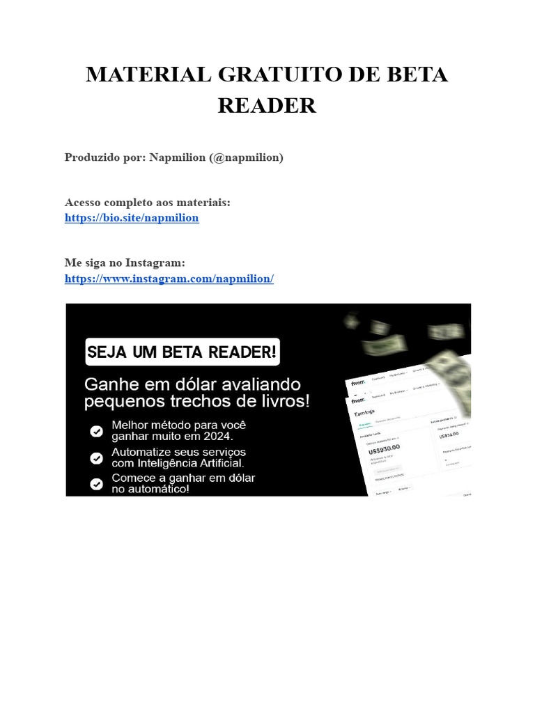 Material Gratuito de Beta Reader Napmilion | PDF | Revisão | Comentários