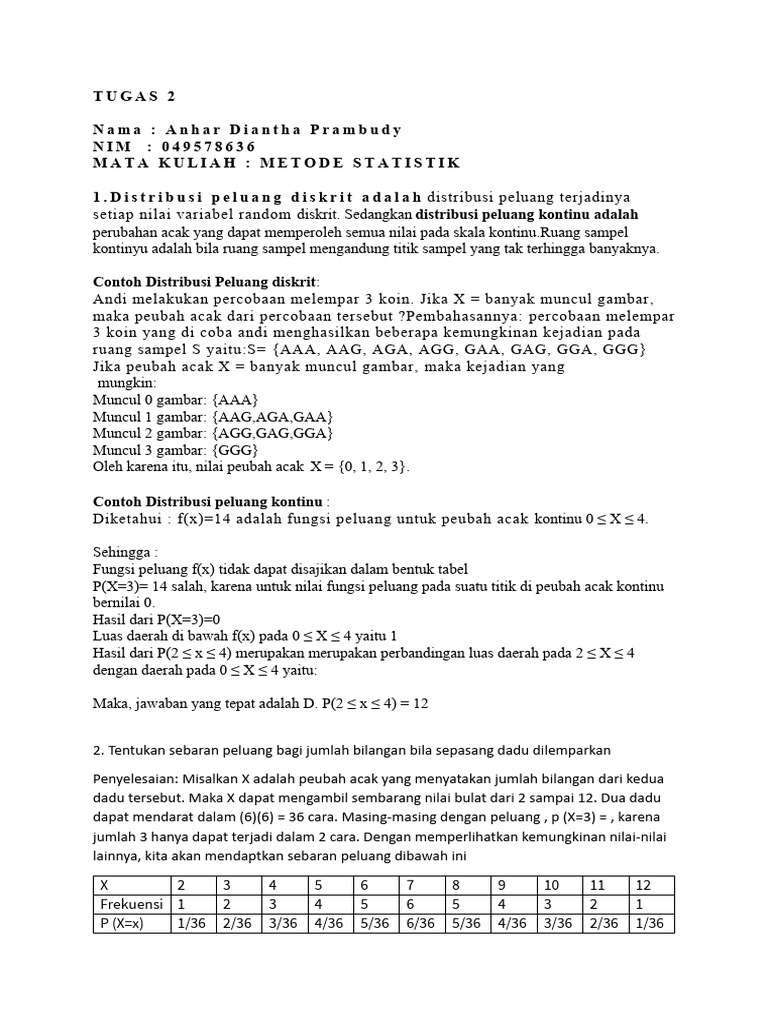 Tugas 2 Metode Statistik | PDF